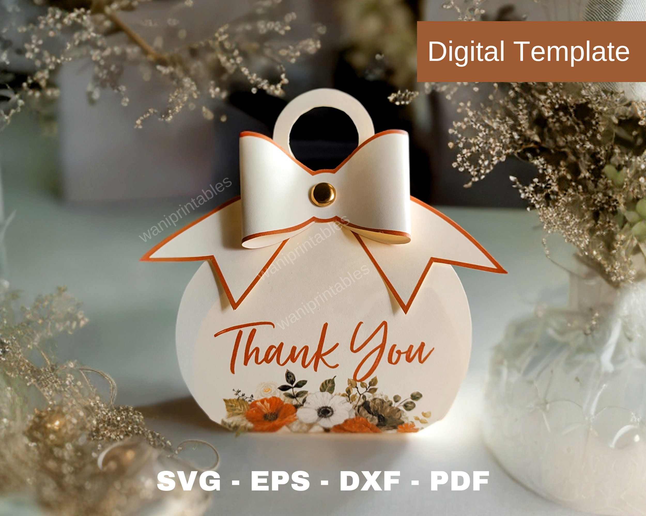 Cute Wedding Favor Mini Bag, SVG Paper Bag Template, Party Favor Mini ...