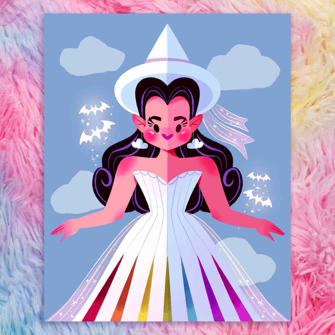 Rainbow Witch, Halloween Art, Halloween Decor, Witch, 8 by 10 Inches, Print - Etsy