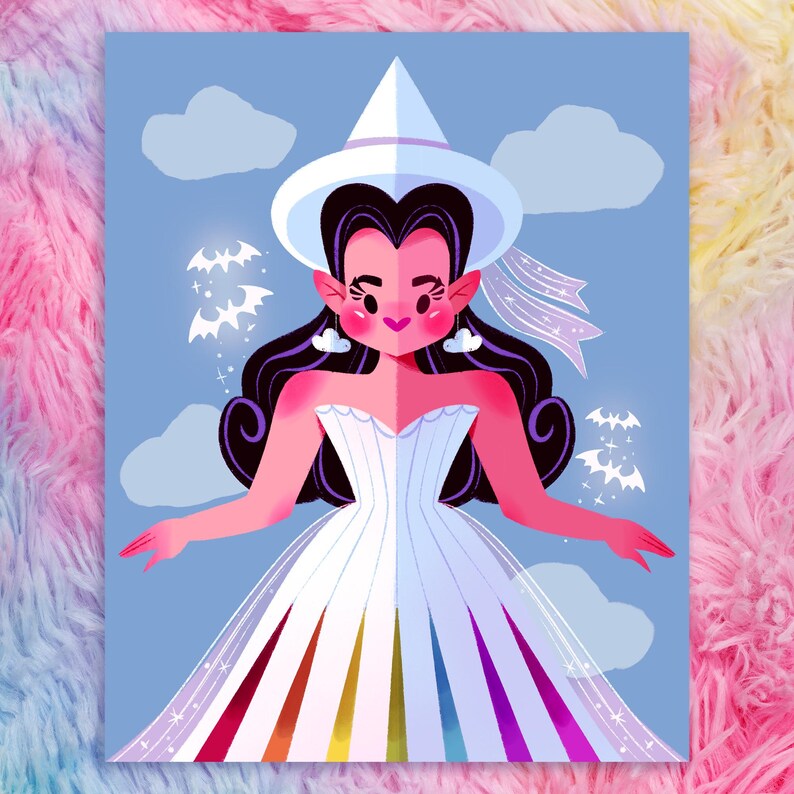 Rainbow Witch Print, Cute Halloween Decor (8x10 Inches) - Etsy