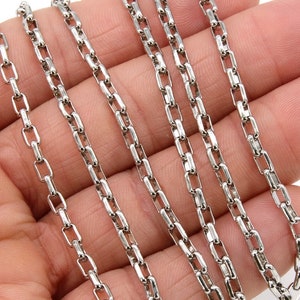 Silver Box Chains, Rectangle Box Chains CH #140, Thick 5.0 X 3.5 Mm ...