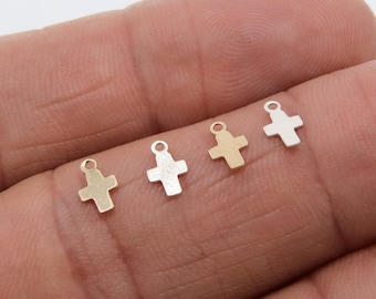 Double Cross Charms 3 Pcs Micro Paved Tiny Gold Cross Charm | Etsy