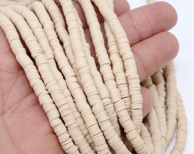 6 Mm Clay Flat Beads Beige Heishi Beads in Polymer Clay Disc - Etsy