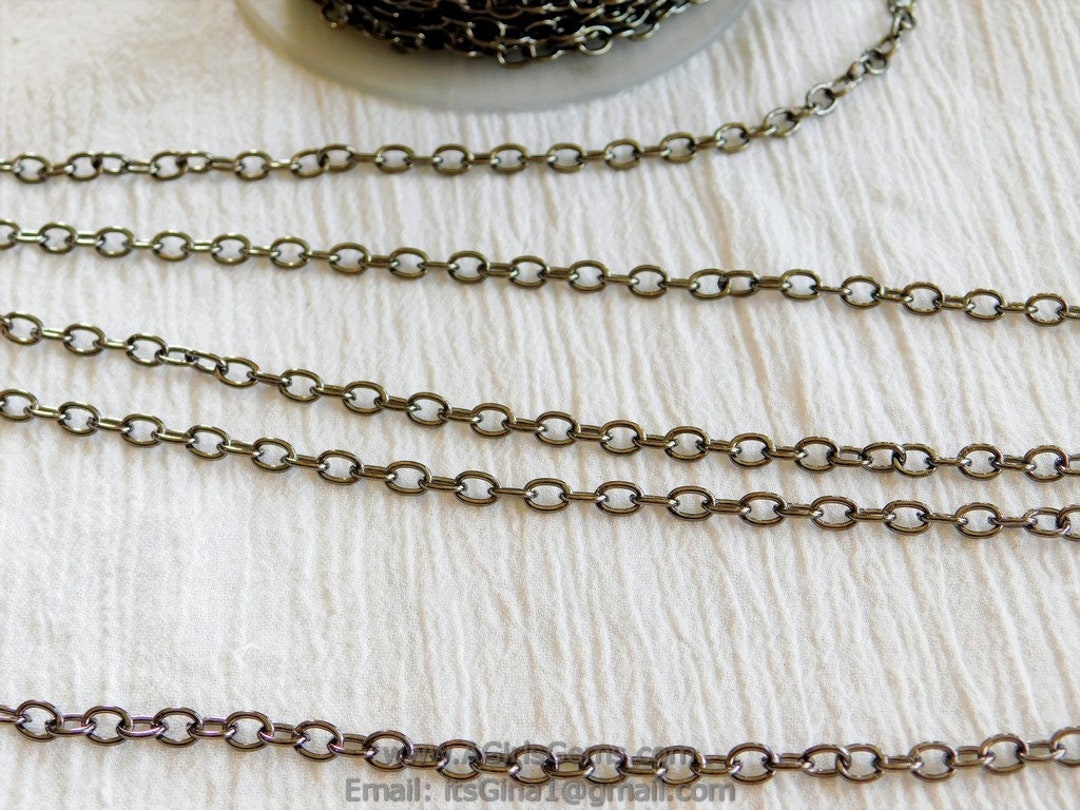Large Cable Chain, 4 X 6 Mm Necklace Chain -gunmetal Black Rhodium ...