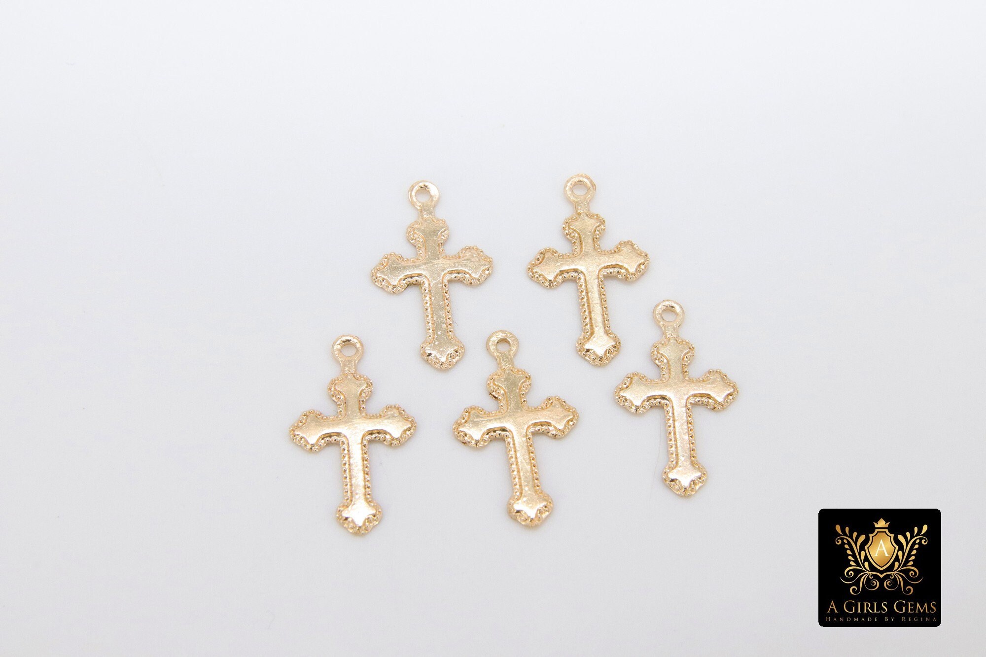 14 K Gold Filled Cross Charms Pattern Textured Edge 2343 - Etsy