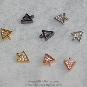 Small Triangle Charm, 3 Pcs CZ Pave Tiny Triangle Charms #60, Rose ...