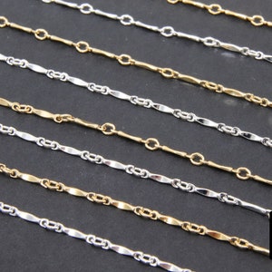 14 K Gold Filled Dapped Bar Jewelry Chains, 8.2 Mm 925 Sterling Silver ...