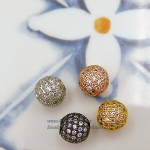 Micro Pave Beads, Rose Gold CZ Round Beads, ALL Sizes Cubic Zirconia ...