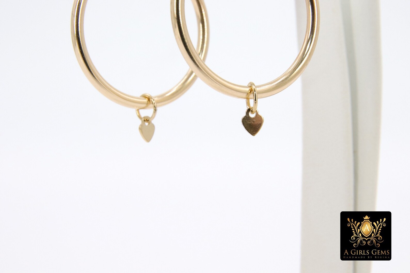 14 K Gold Filled Heart Hoop Charms Gold Hooplet Dangle Charms | Etsy