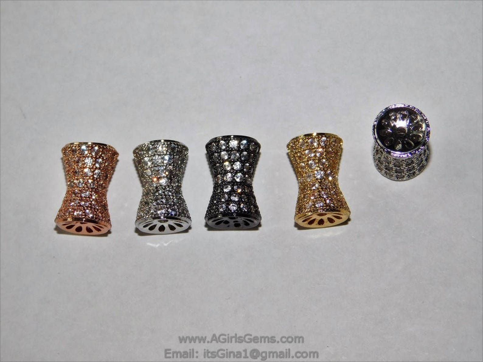 CZ Pave Hourglass Bead, 10 X 13 Mm Clear Cubic Zirconia #104, Long ...