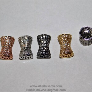 CZ Pave Hourglass Bead, 10 X 13 Mm Clear Cubic Zirconia #104, Long ...