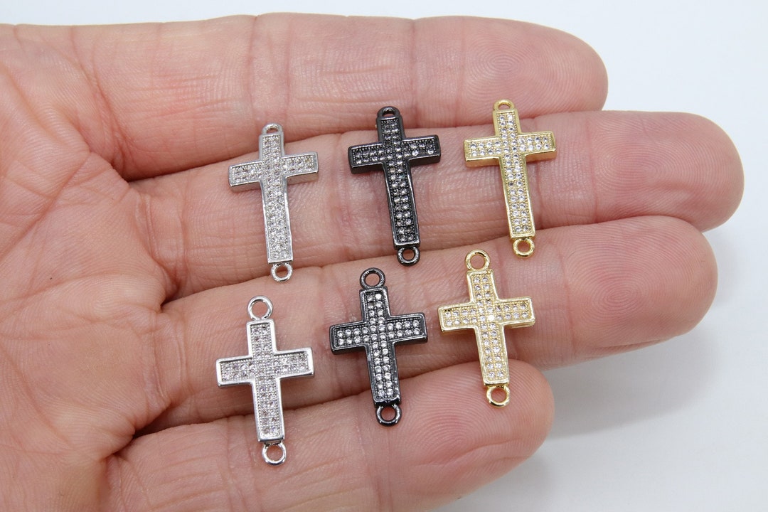 CZ Micro Pave Cross Connector, Cross Links for Bracelet or Necklace ...