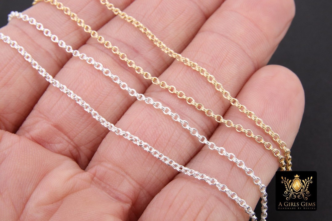 14 K Gold Filled Double Rolo Chains, 2 Mm 925 Sterling Silver CH #766 ...