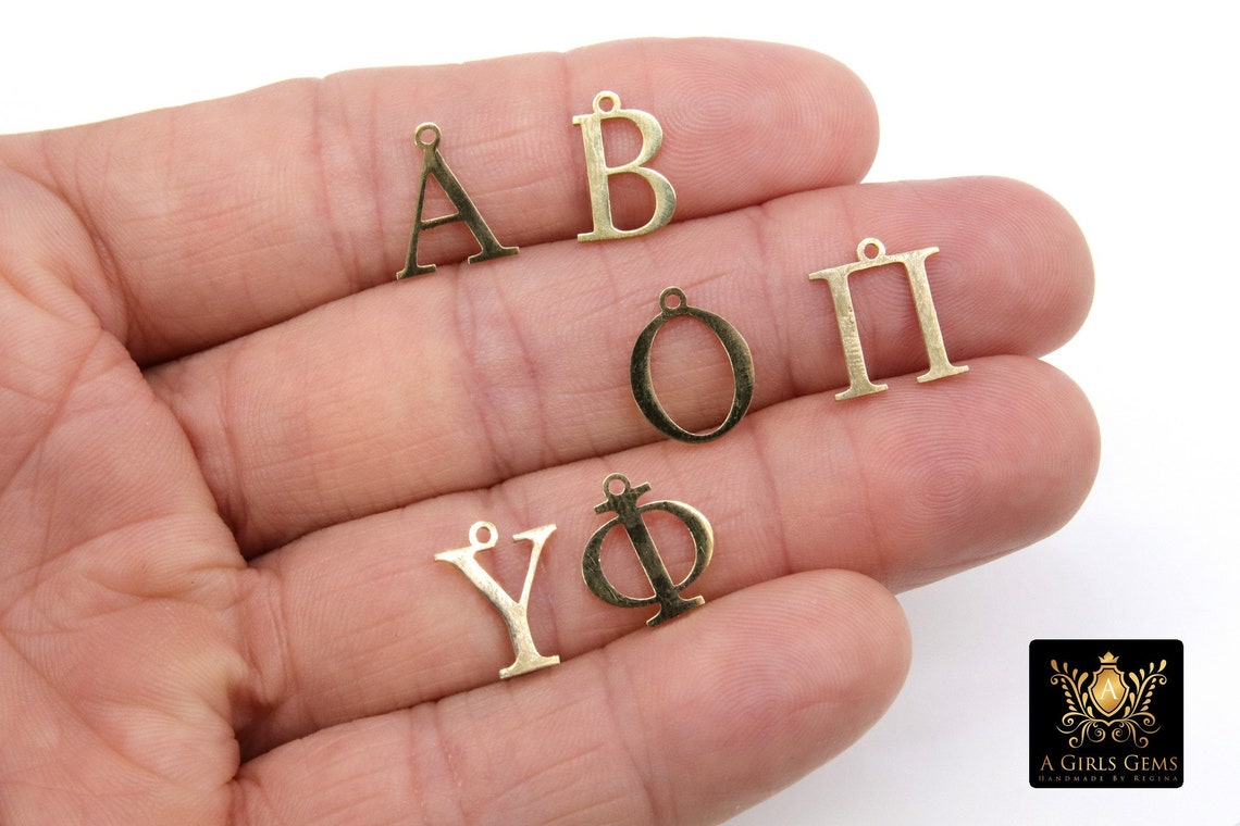 Greek Alphabet Gold Charms, Initial Letters in Stainless Steel, Initial ...