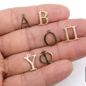 Greek Alphabet Gold Charms, Initial Letters in Stainless Steel, Initial ...