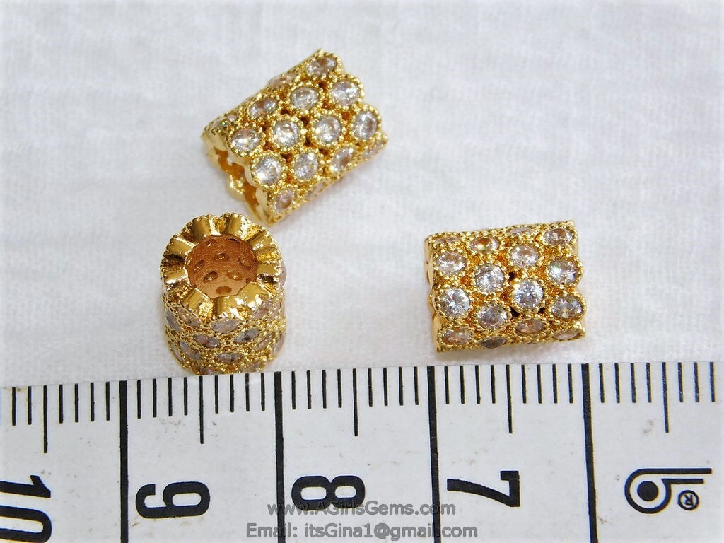CZ Micro Pave Tube Beads Large Hole Hexagon Honeycomb Spacer - Etsy