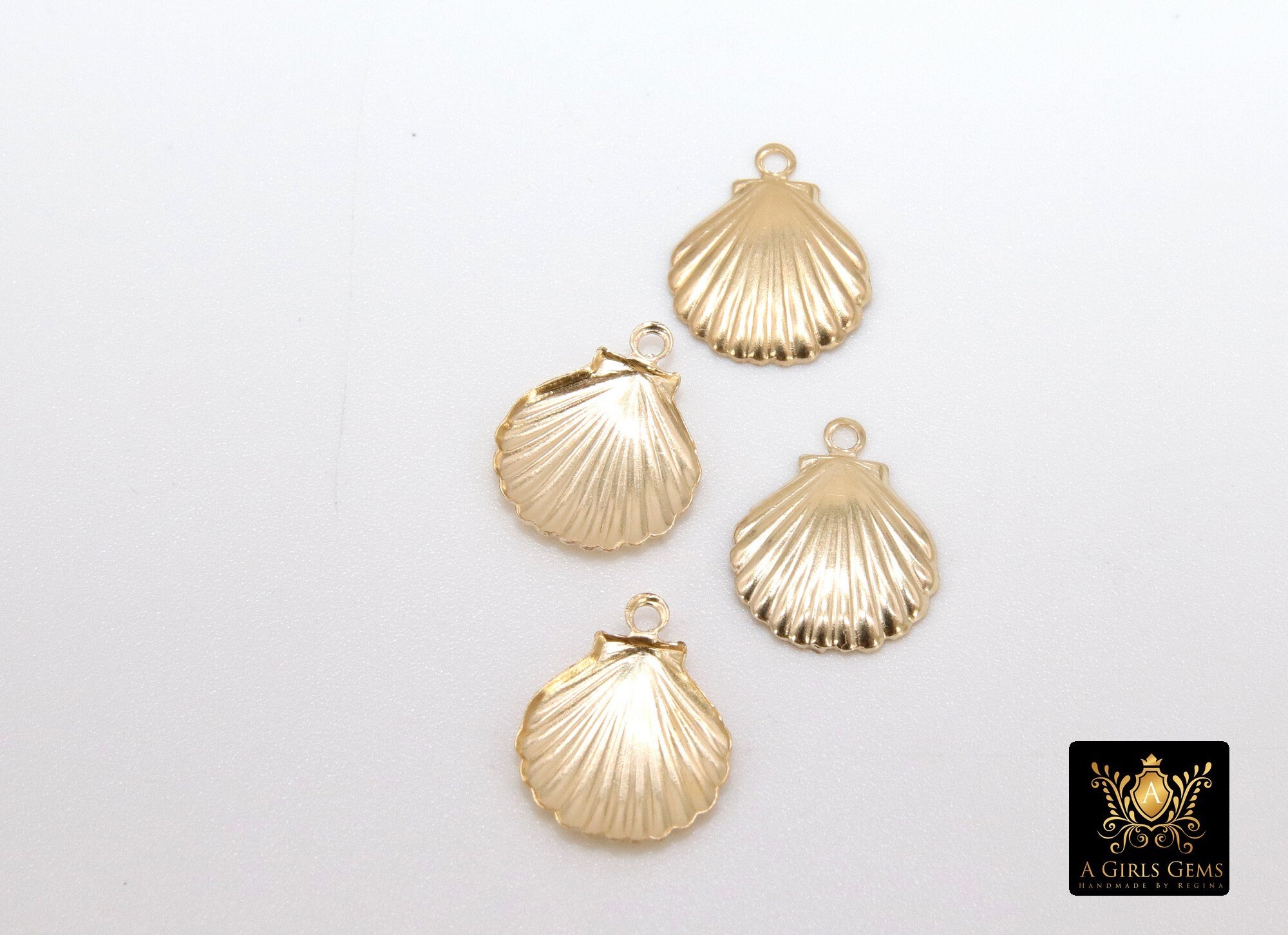 14 K Gold Filled Scallop Shell Charm, 14 20 Gold Seashell # 2150, 11 X ...