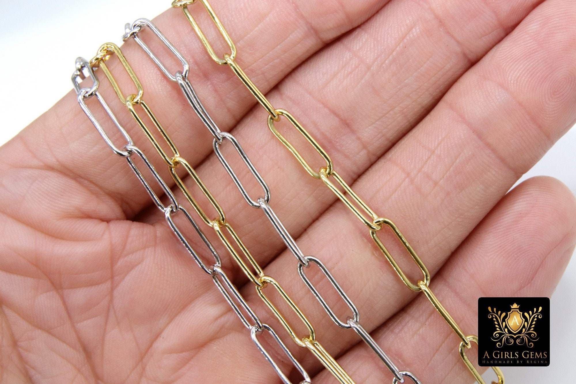 Long Paper Clip Chain, Unfinished Silver Soldered Chains CH #120 ...