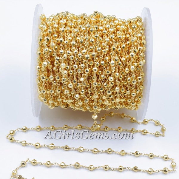 Gold Pyrite Rosary Chain - Etsy