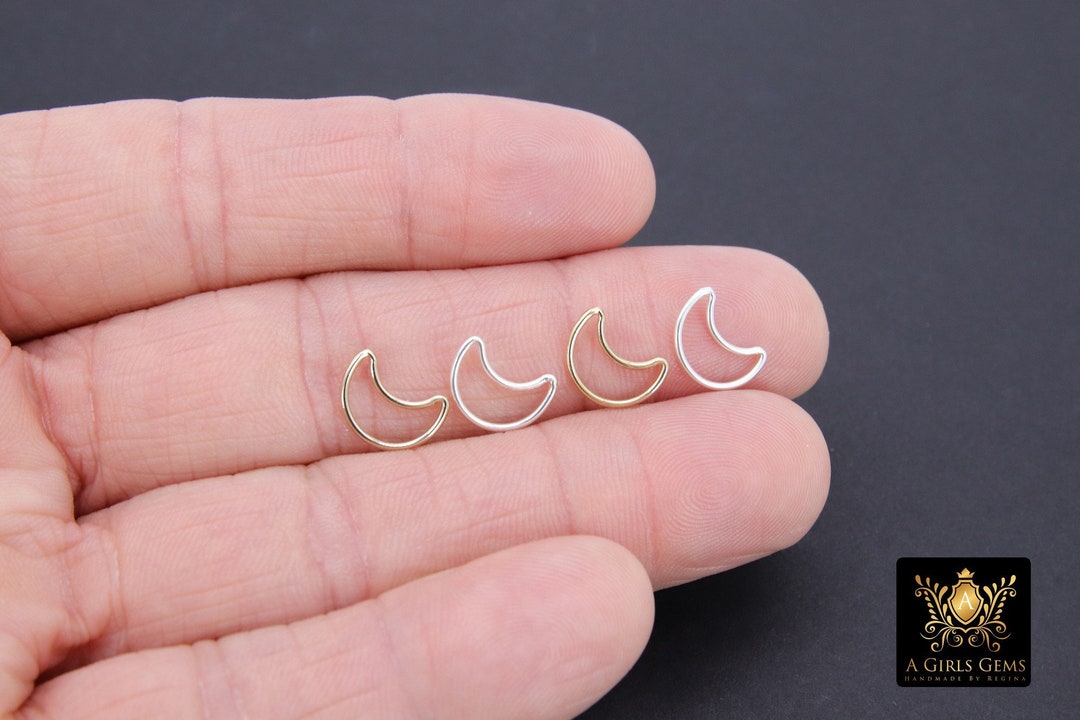 14 K Gold Filled Half Moon Charms, 11 Mm 925 Sterling Silver Soldered ...