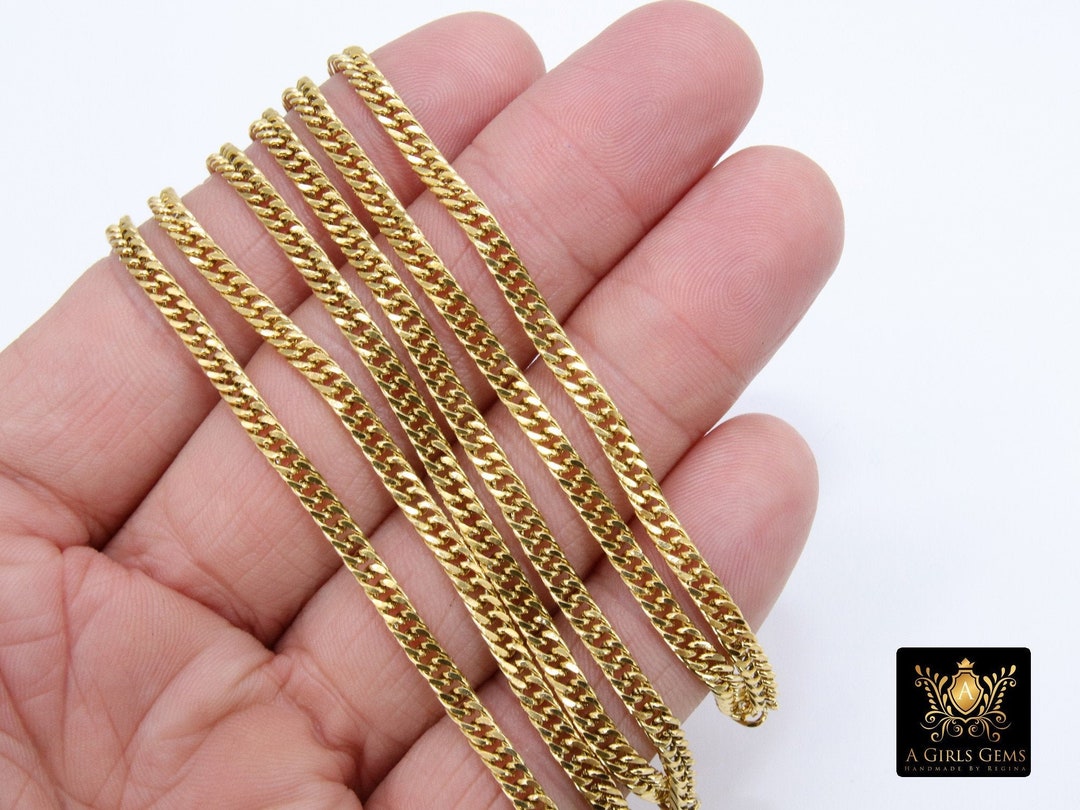 Stainless Steel Chain, 304 Gold or Silver Faceted Dainty Curb 5.5 Mm ...