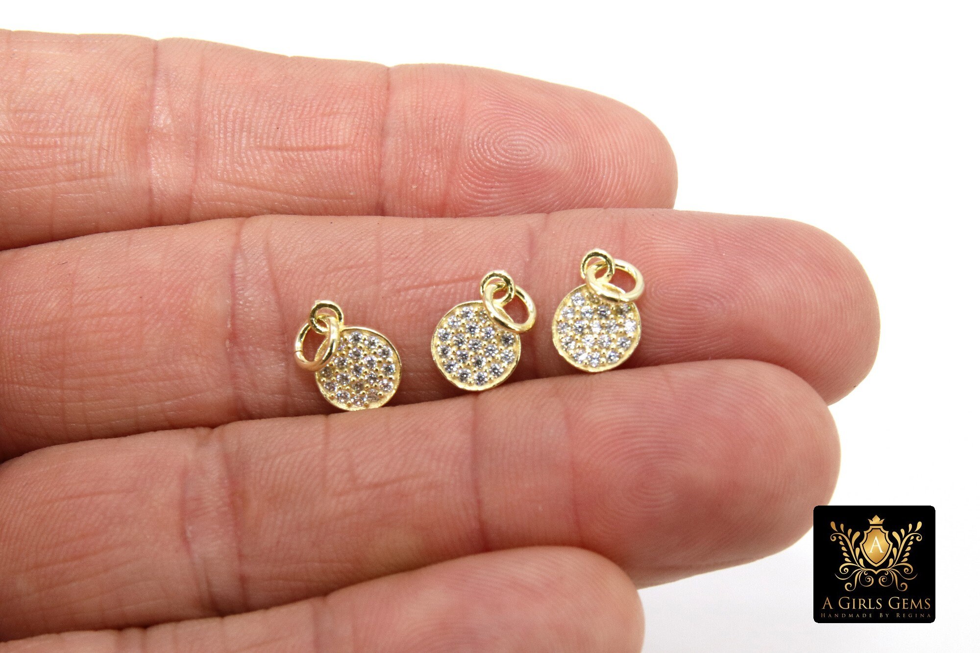 Silver Oxidized CZ Pave Disc Charm 14 K Gold 925 Sterling - Etsy