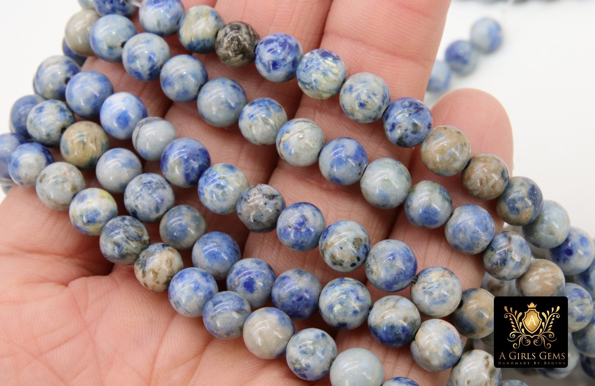 Natural Crazy Lace Blue Agate Beads Smooth Round Beige and | Etsy