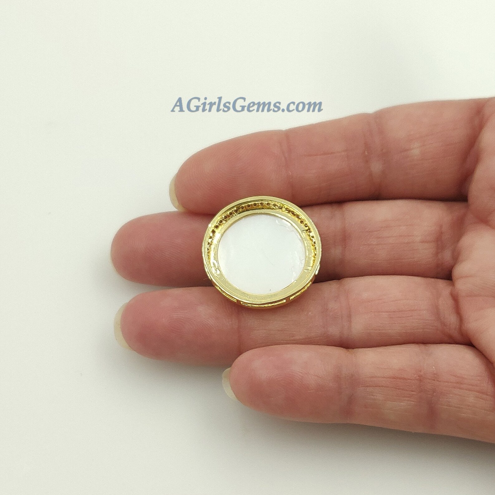 CZ Micro Pave St Benedict Shell Gold Gilding, Mother of Pearl San ...