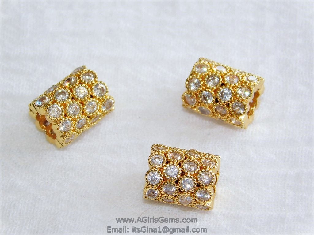 CZ Micro Pave Tube Beads Large Hole Hexagon Honeycomb Spacer - Etsy