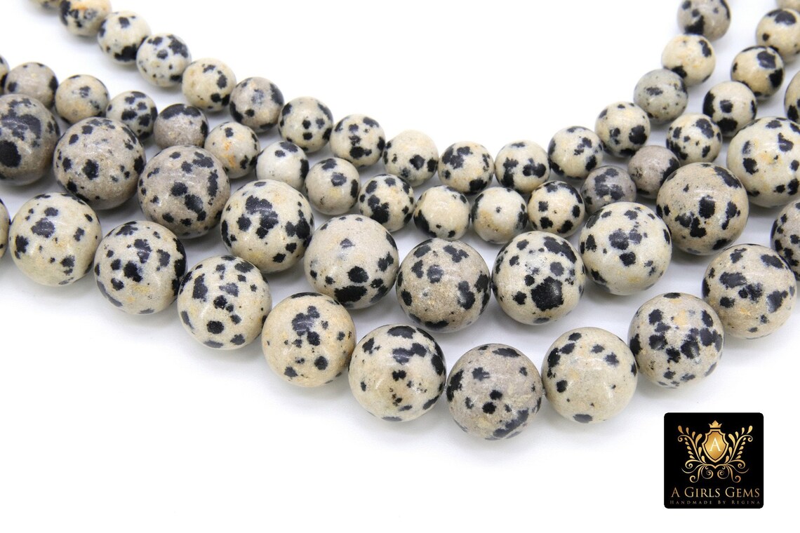 Natural Dalmatian Beads Smooth Round Black and Beige Jasper - Etsy