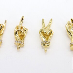 Hand Finger Sign Charms, 2 Pc Gold Middle Finger Pendant #2716, I Love ...
