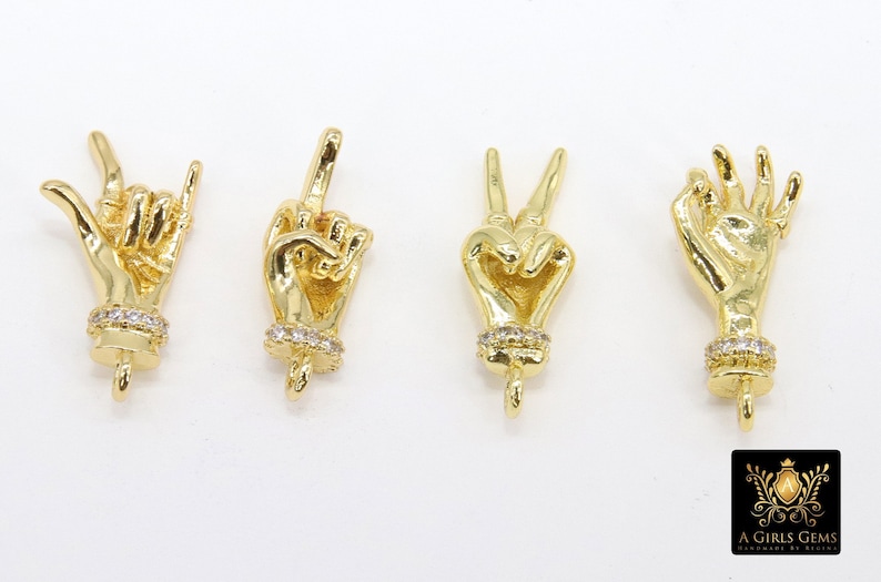 Hand Finger Sign Charms 2 Pc Gold Middle Finger Pendant | Etsy