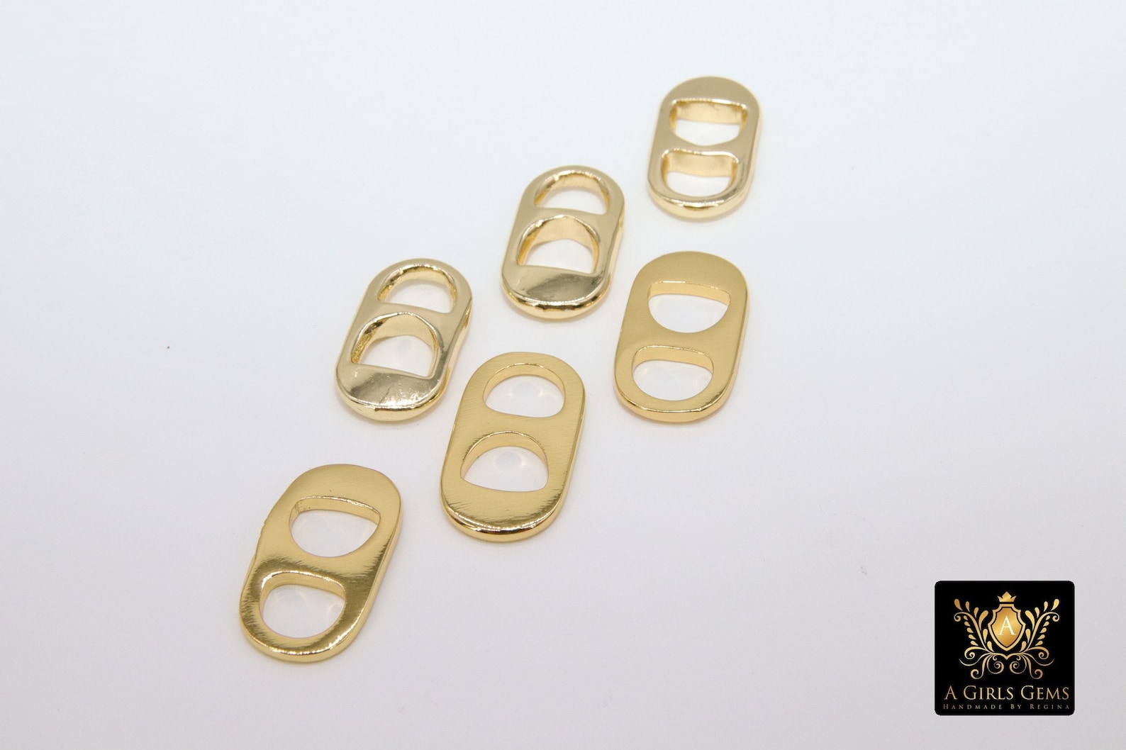 Gold Soda Tab Charm, 2 Pc Gold Beer Can and Soda Pop Tabs #559, 10 X 18 ...