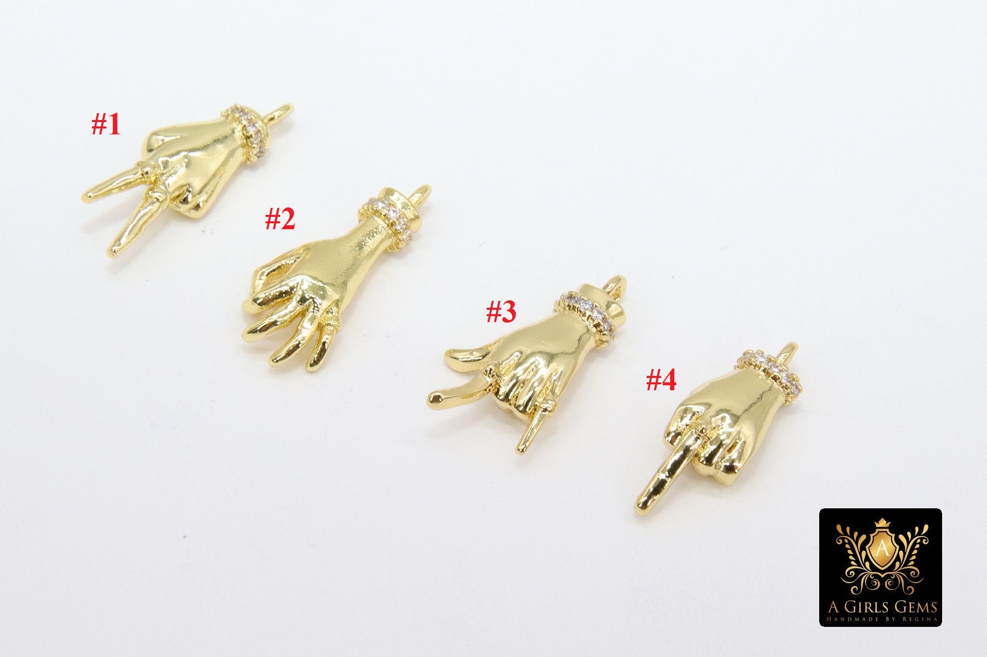 Hand Finger Sign Charms 2 Pc Gold Middle Finger Pendant | Etsy