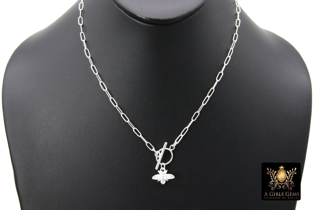 Bumble Bee Chain Necklace, 925 Sterling Silver Toggle, Queen Bee ...
