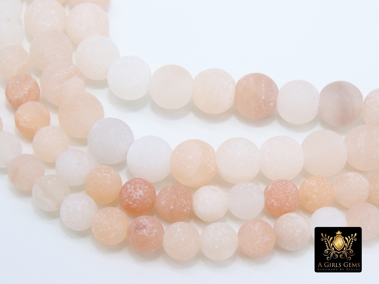 Natural Pink Aventurine Frosted Beads, Genuine Smooth Pink Peach and ...