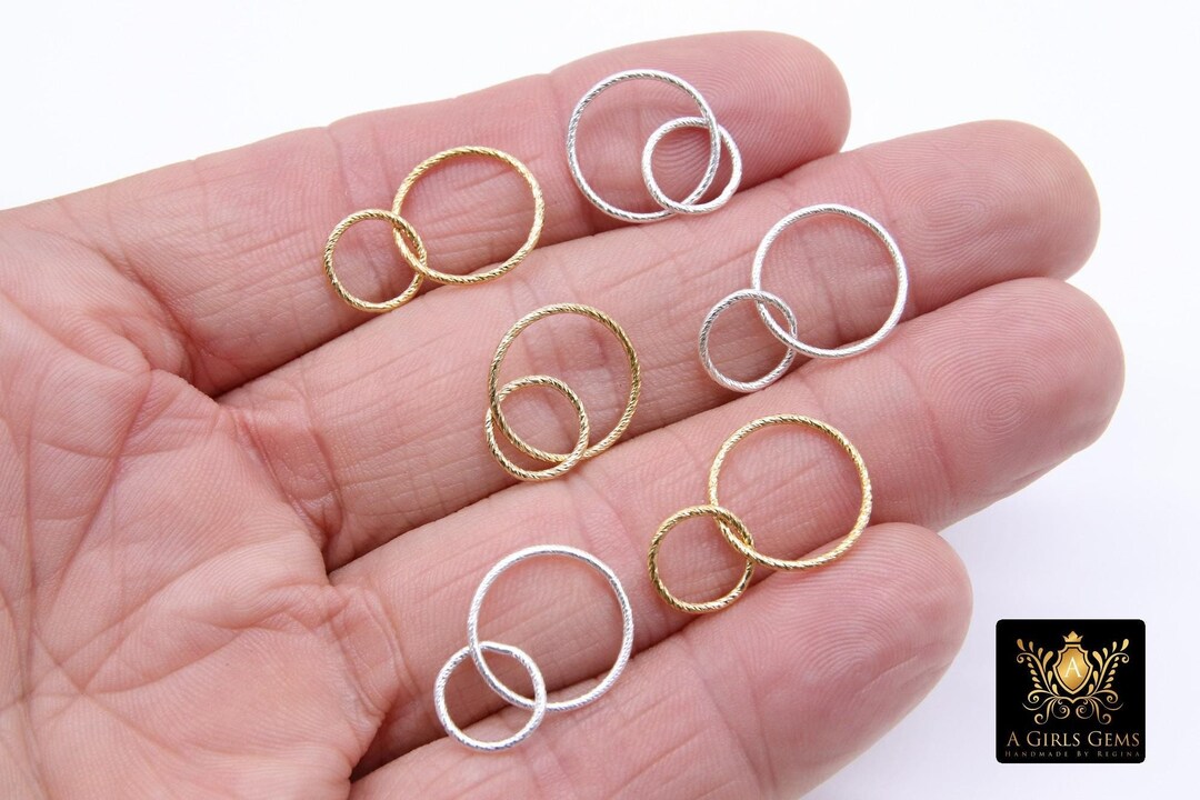14 K Gold Filled Two Circle Link, 10 and 15 Mm 925 Sterling Silver ...