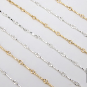 14 K Gold Filled Dapped Bar Jewelry Chains, 8.2 Mm 925 Sterling Silver ...