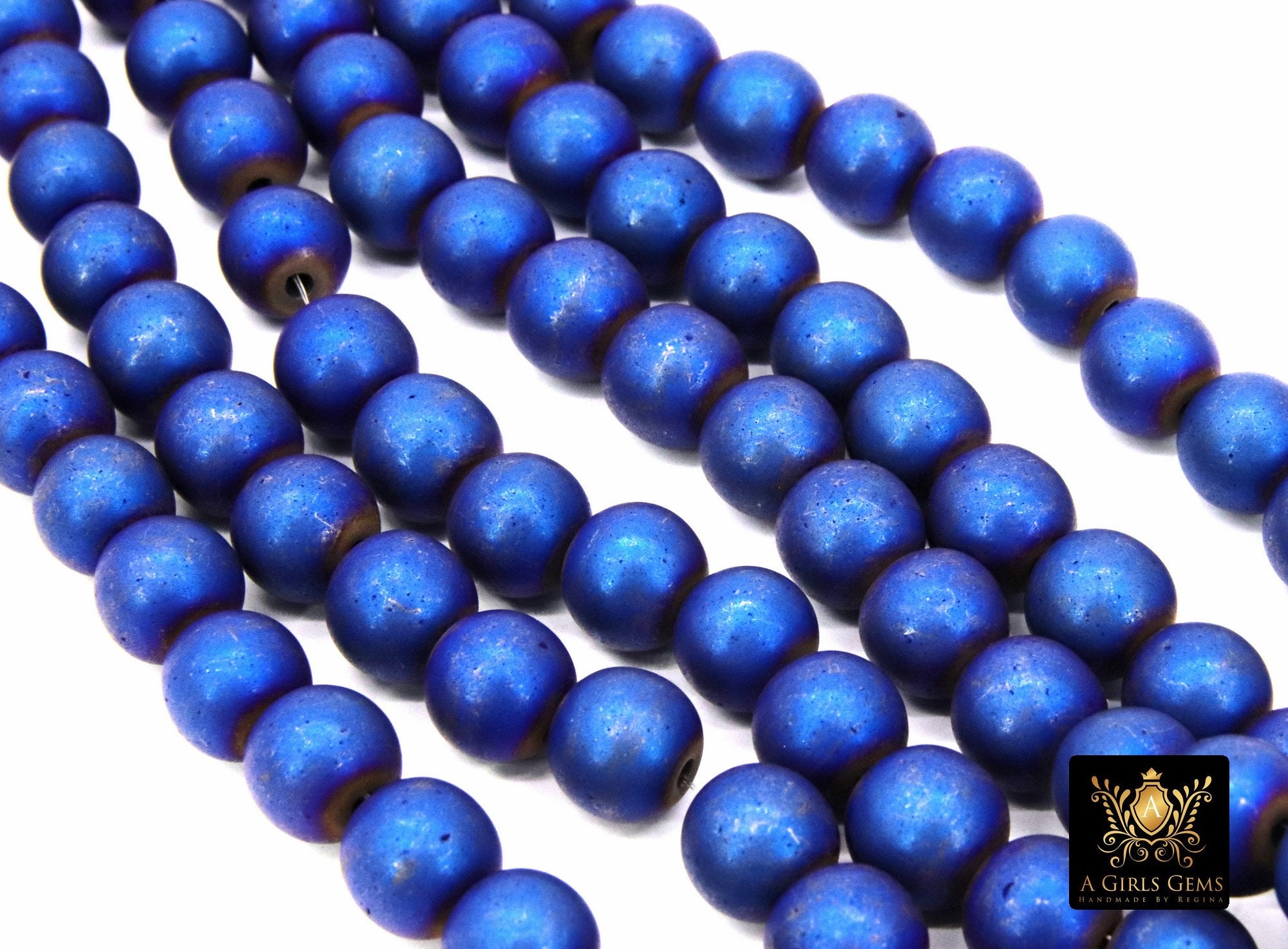 Royal Blue Round Hematite Beads, Smooth Polished Navy Color Non ...