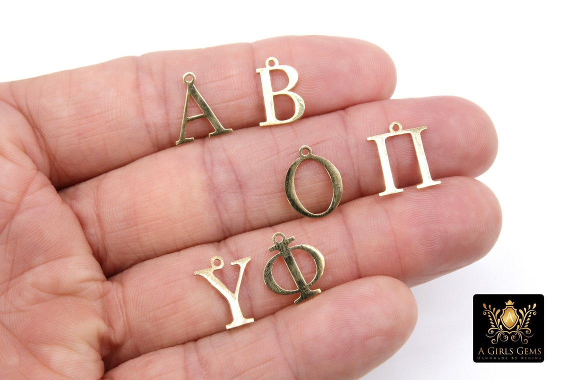 Greek Alphabet Gold Charms Initial Letters in Stainless | Etsy