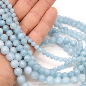 Powder Blue Beads, Smooth Round Light Blue Beads BS# 120, Size 6 Mm 8 ...