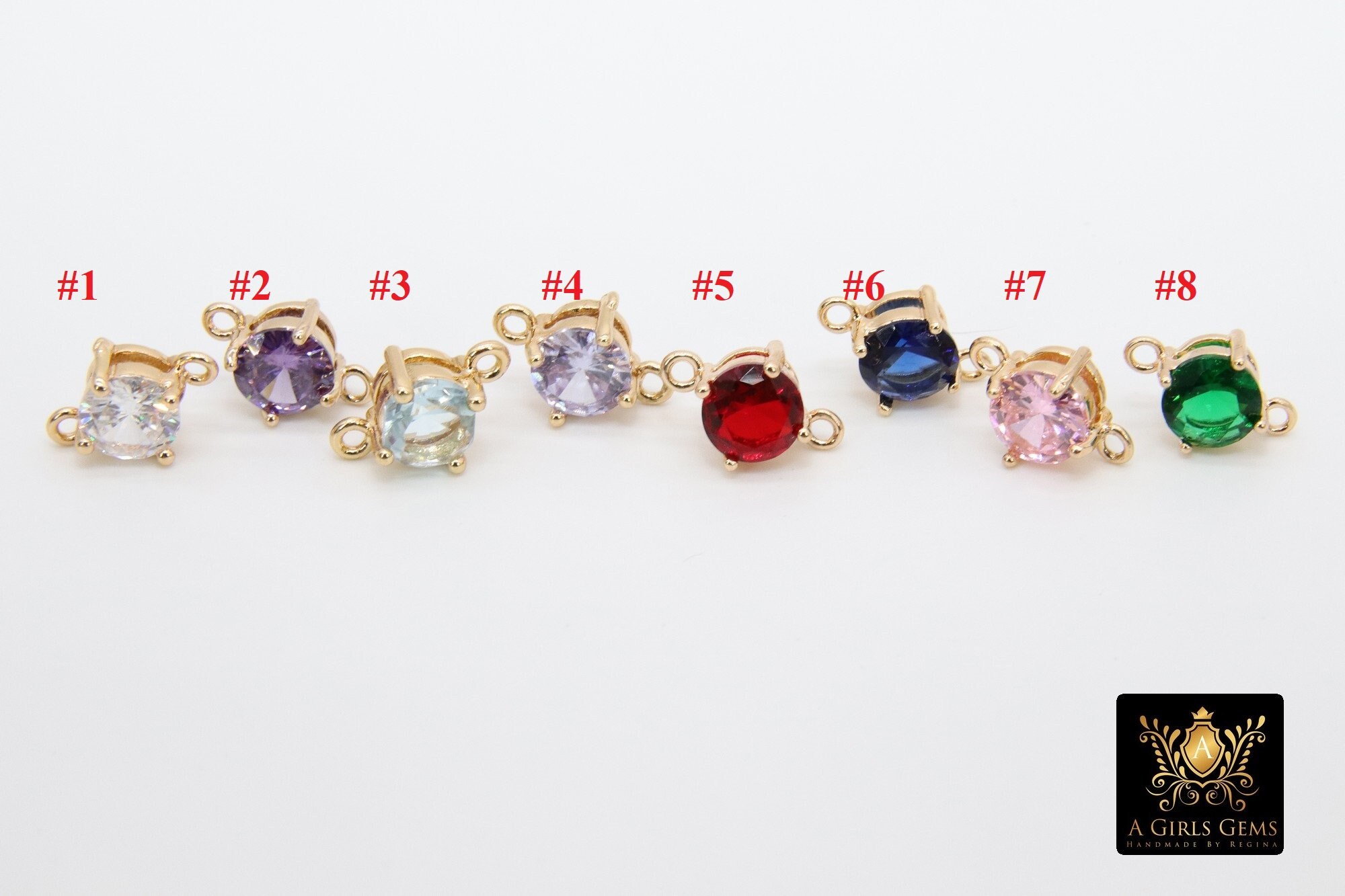 Gold Round CZ Connectors Round Shape Colorful Crystal Links | Etsy