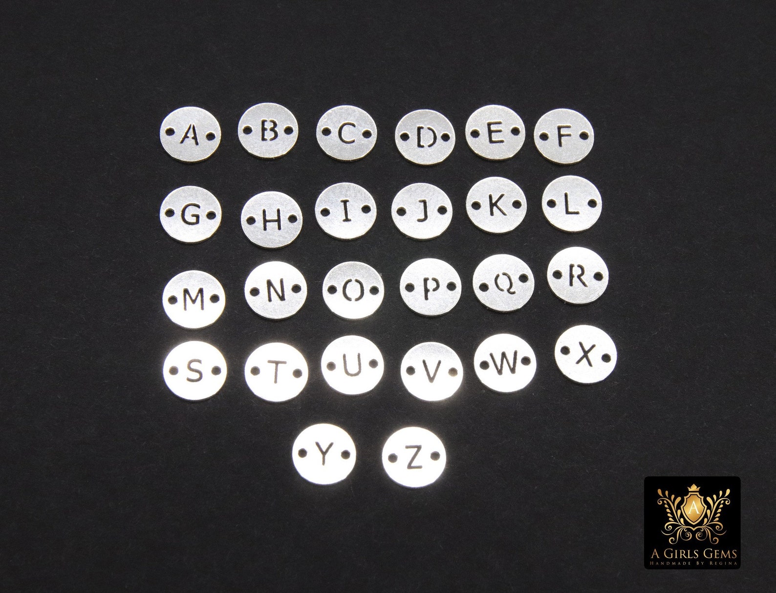 925 Sterling Silver Letter Connectors, 6 Mm Silver Alphabet Letters ...