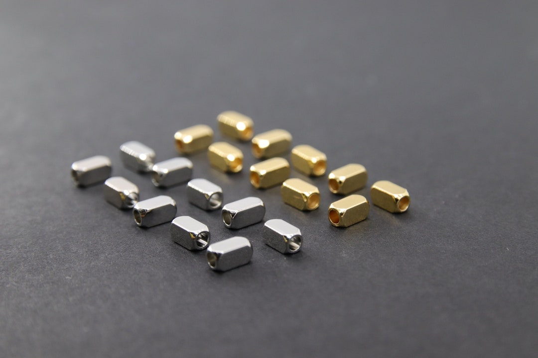 Gold Metal Rectangle Spacer Beads, 6 X 3 Mm Silver Plated Box Spacer ...