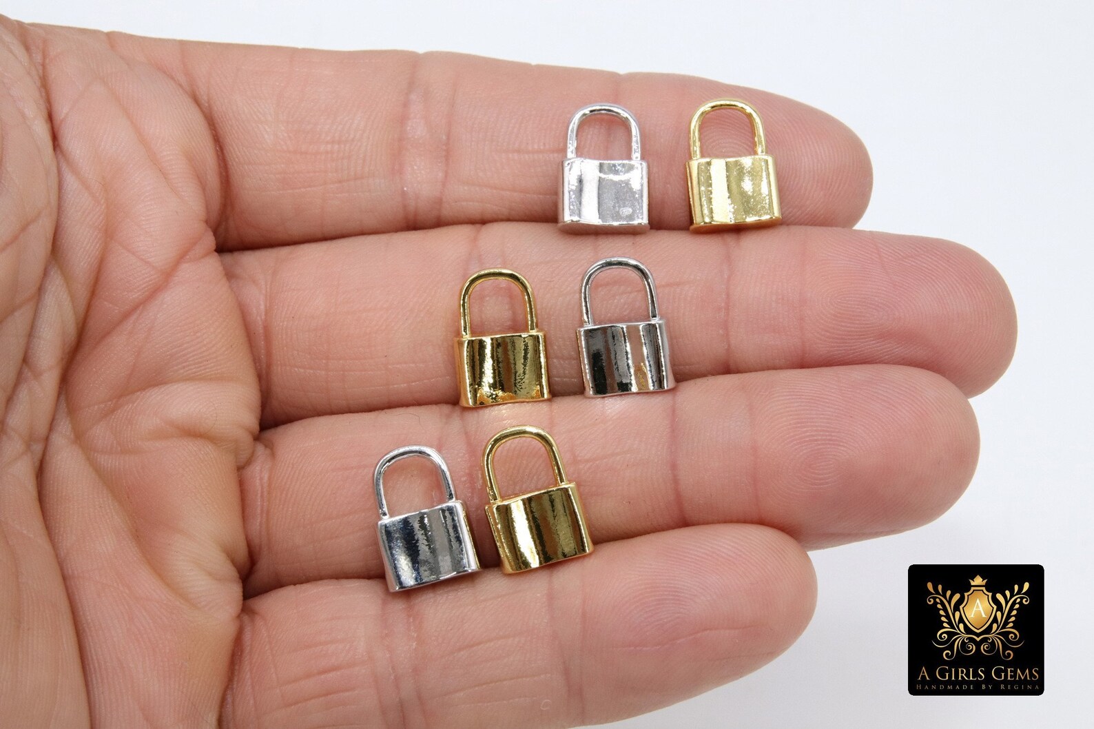 Gold Padlock Charms, Silver Lock Pendant Necklace and Bracelet Dangles ...