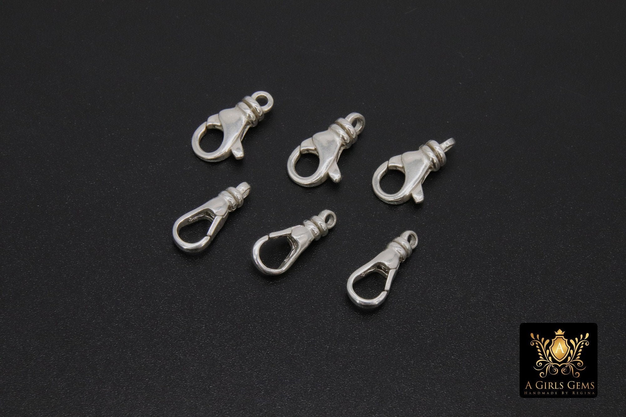 925 Sterling Silver Swivel Lobster Clasps, Large Albert Silver Push ...