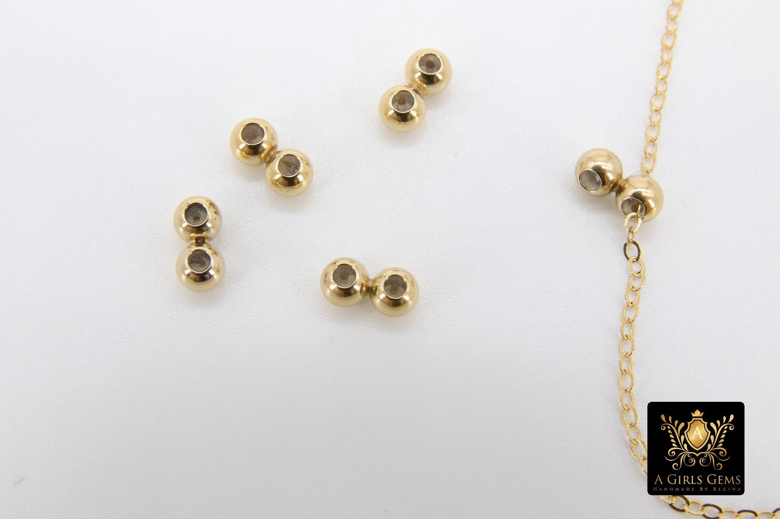 Slider Beads, 14 K Gold Filled Soldered Silicon Stopper Beads # 2144, 2 ...