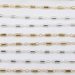 14 K Gold Filled Tube Bar Chain, Unfinished 925 Sterling Silver Sequin ...