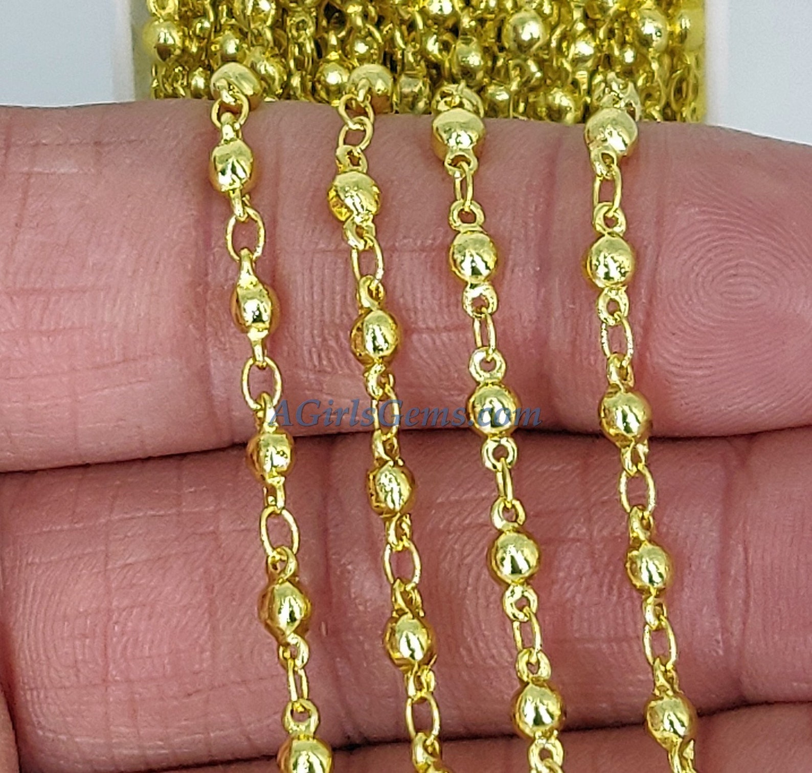 Gold Beaded Rosary Chain, Religious Chain for Jewelry CH #232, 4 Mm ...