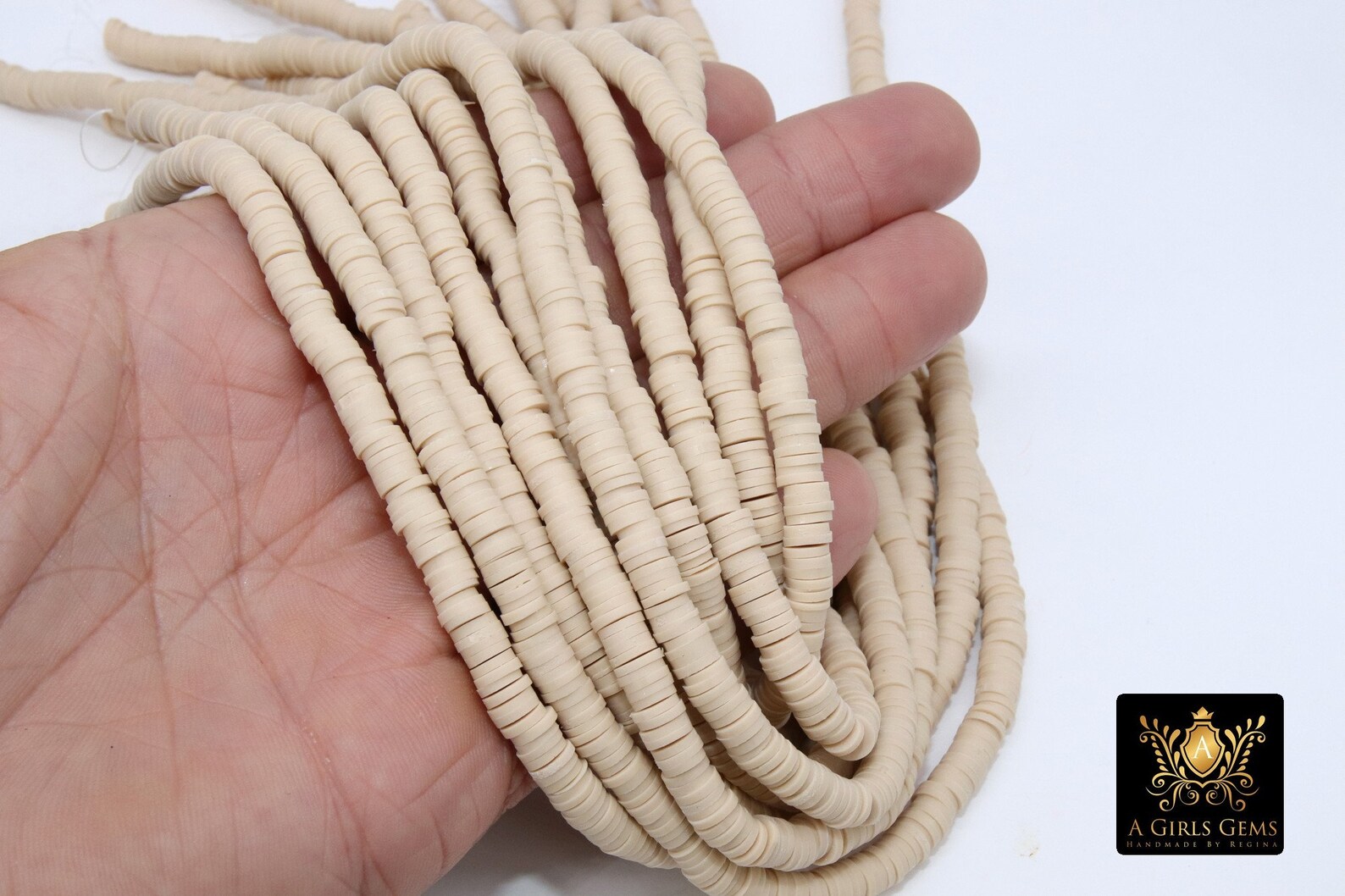 6 Mm Clay Flat Beads Beige Heishi Beads in Polymer Clay Disc - Etsy