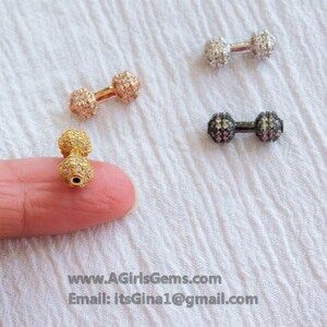 Barbell Charm Beads, Charm Holder Bead Connectors, 18 K Rose Gold ...